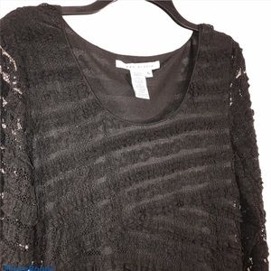 Vintage | Tops | Max Studio Black Lace Tiered Top Size Xl | Poshmark